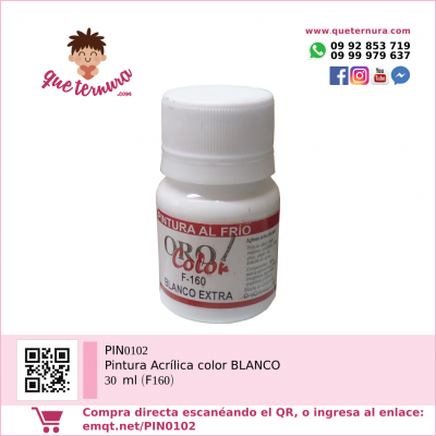 Pintura Acrílica Color BLANCO 30 ml - En Porcelana Fría y Foami ...